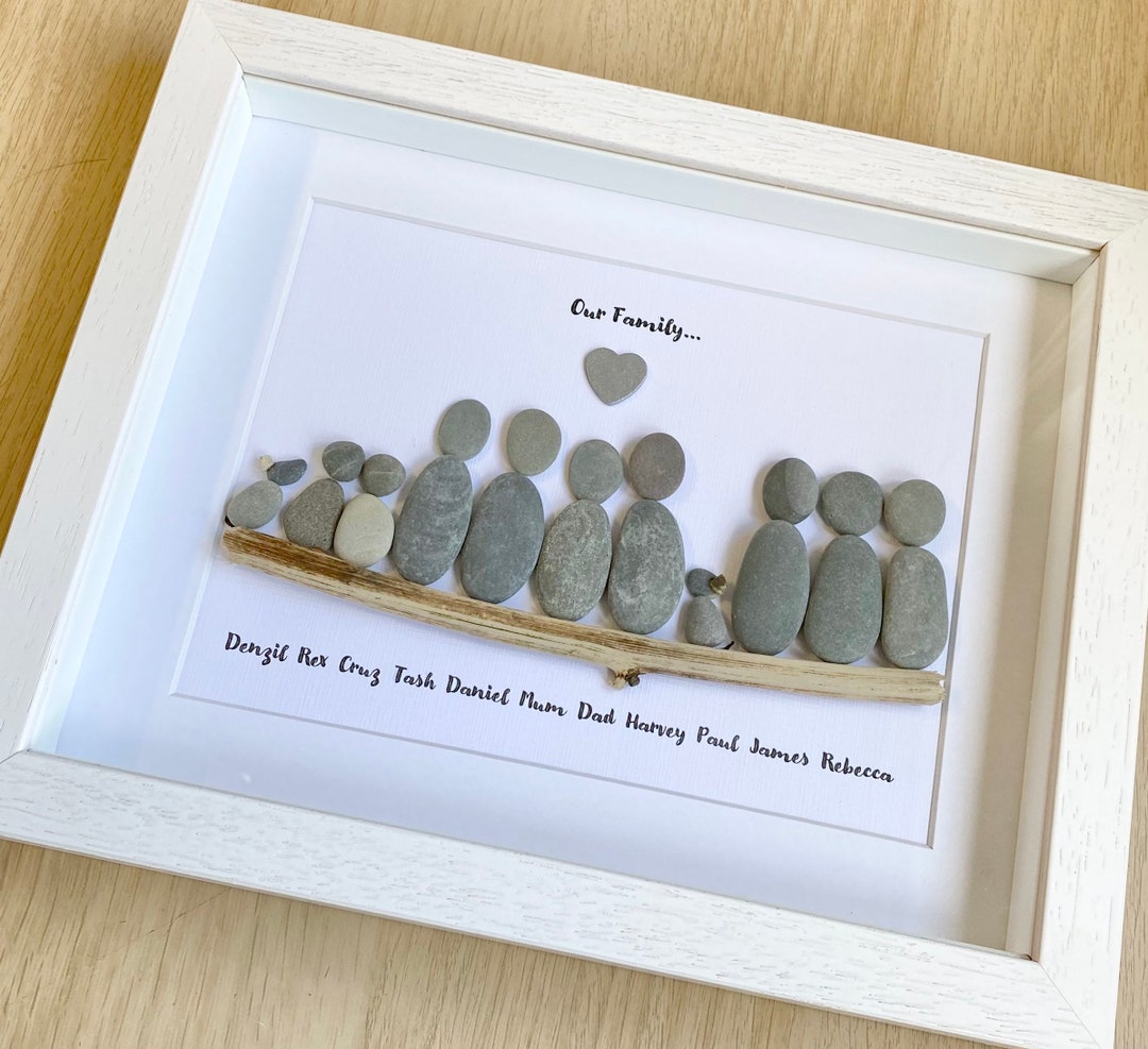 Family Pebble Frame, Personalised Gifts, Family Pebble Art, Father’s ...
