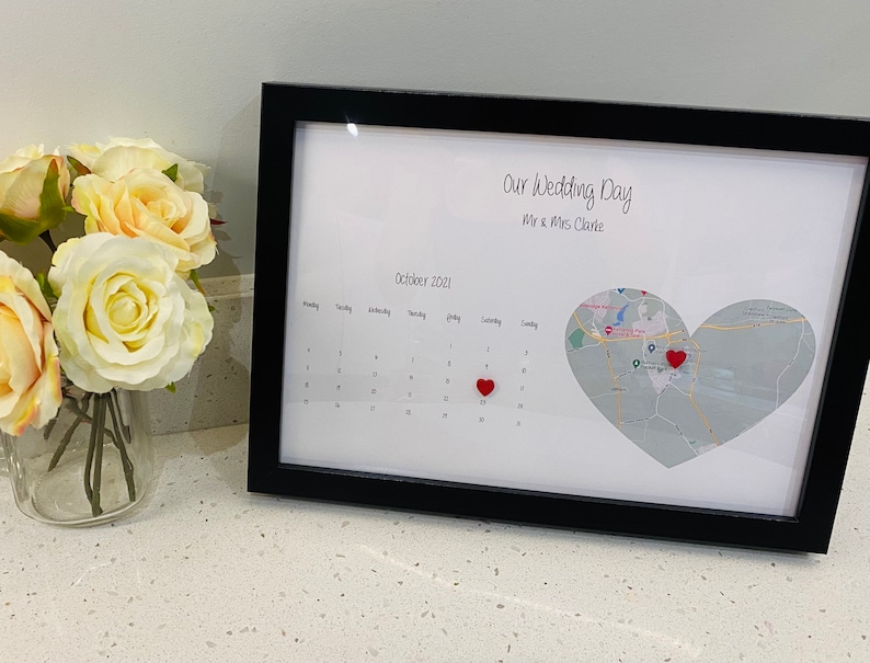 Wedding Location Map Frame, Personalised Engagement Gift, Engagement ...