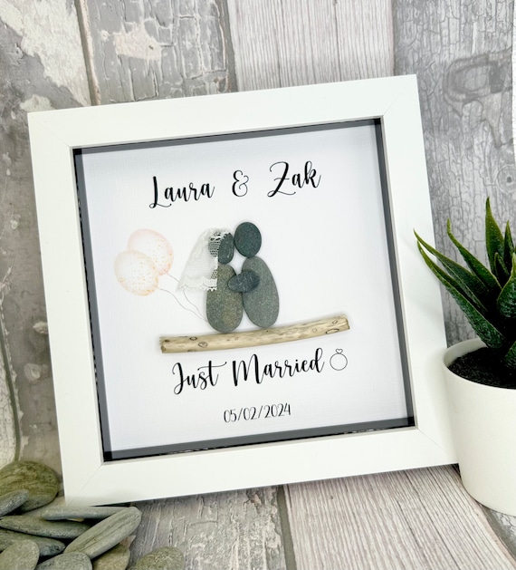 Personalised Wedding Gift Wedding Pebble Art Couple Gifts Wedding Gift Ideas Couple Pebble Frame Bride and Groom Gift Newlyweds Gift Etsy