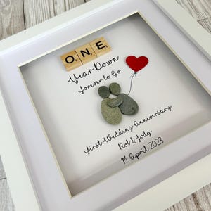 1st Wedding Anniversary Gift, Wedding Pebble Frame, Paper Anniversary ...