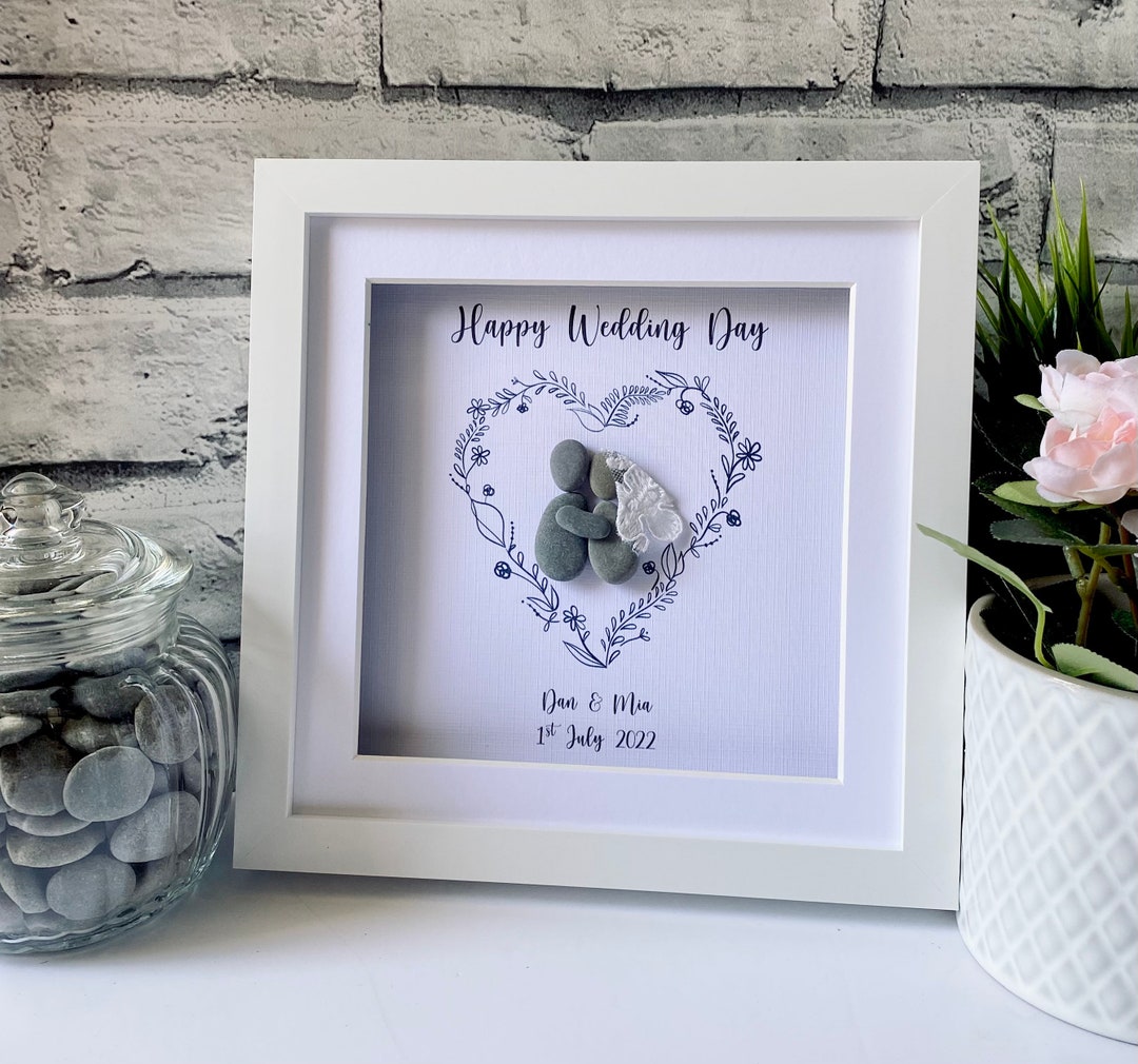 Wedding Pebble Art, Wedding Gift, Wedding Gift Idea, Pebble Wedding ...