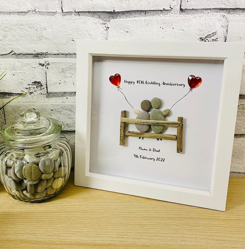 Ruby Wedding Anniversary Pebble Art, Ruby Wedding Gift Ideas ...