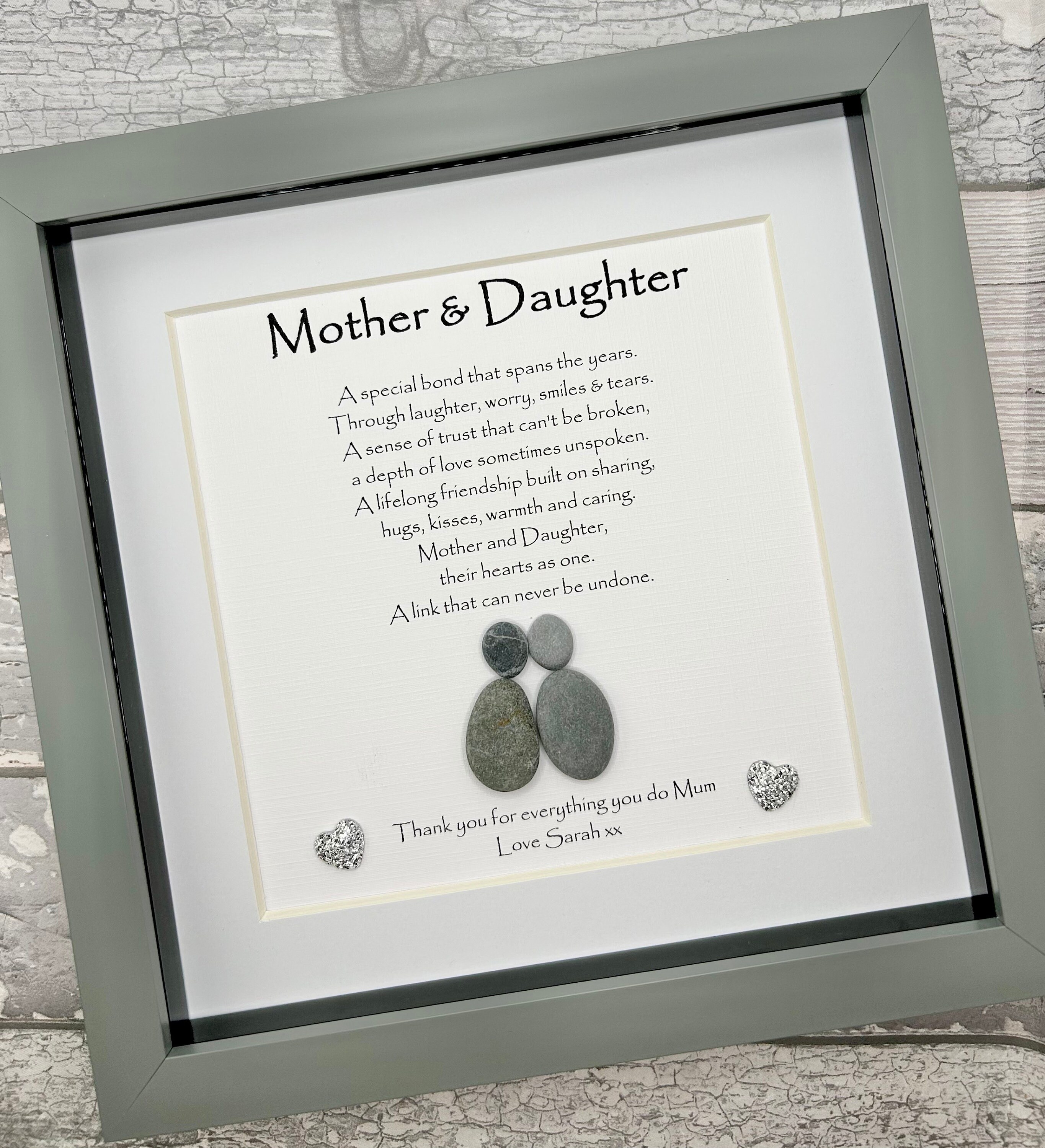 Personalised Mum Frame, Daughter Mum Frame, Pebble Art, Gifts For, Mum ...