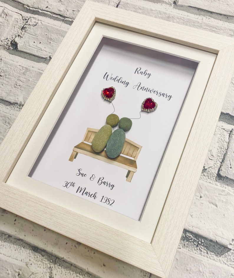 Ruby Wedding Anniversary Pebble Art Ruby Wedding Gift Ideas - Etsy UK
