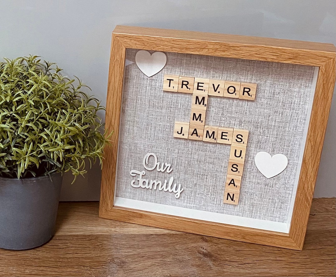 Personalised Family Scrabble Frame, Personalised Gifts, Personalised ...