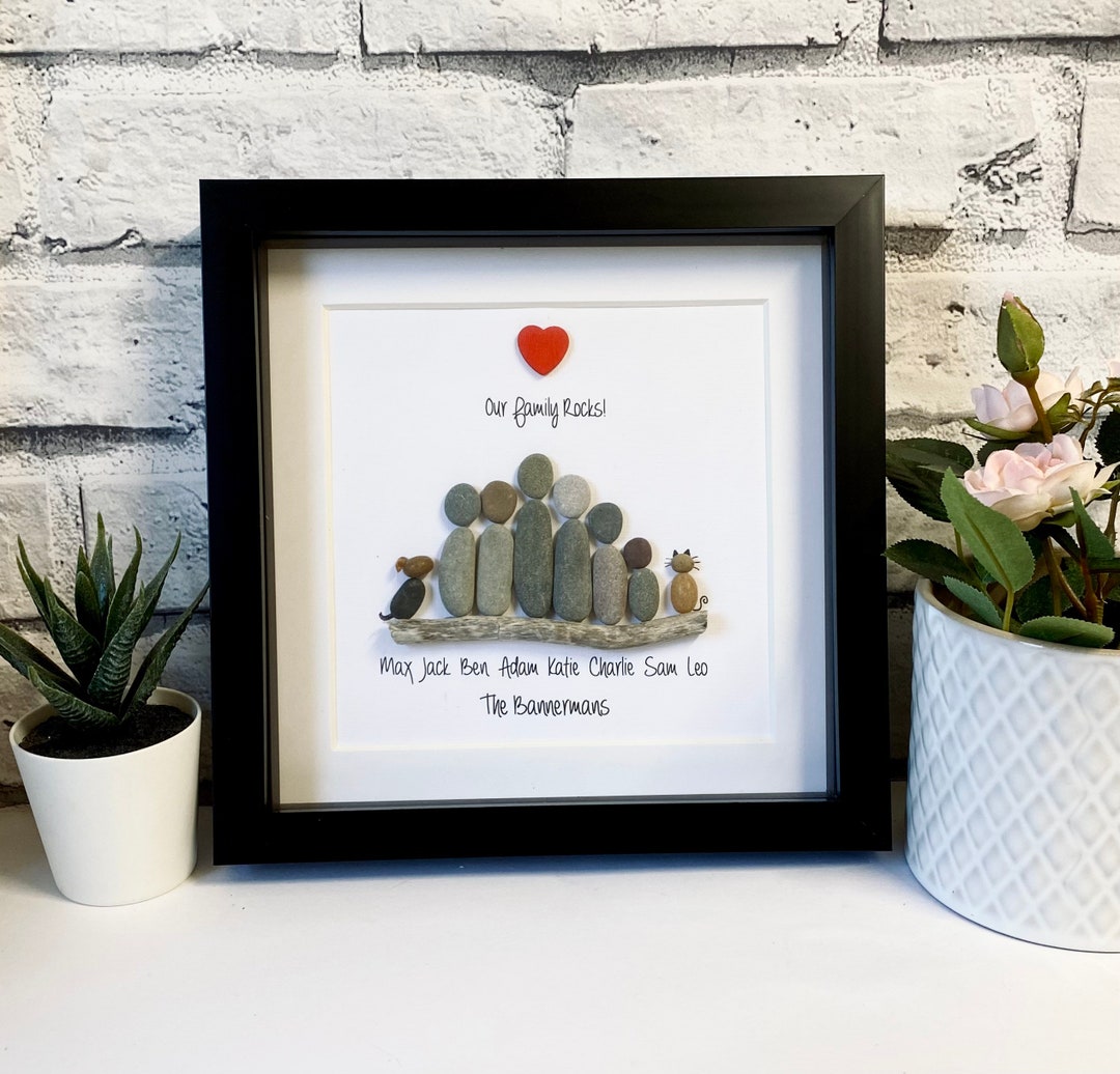 Family Pebble Frame, Personalised Hanukkah Gifts, Family Pebble Art ...