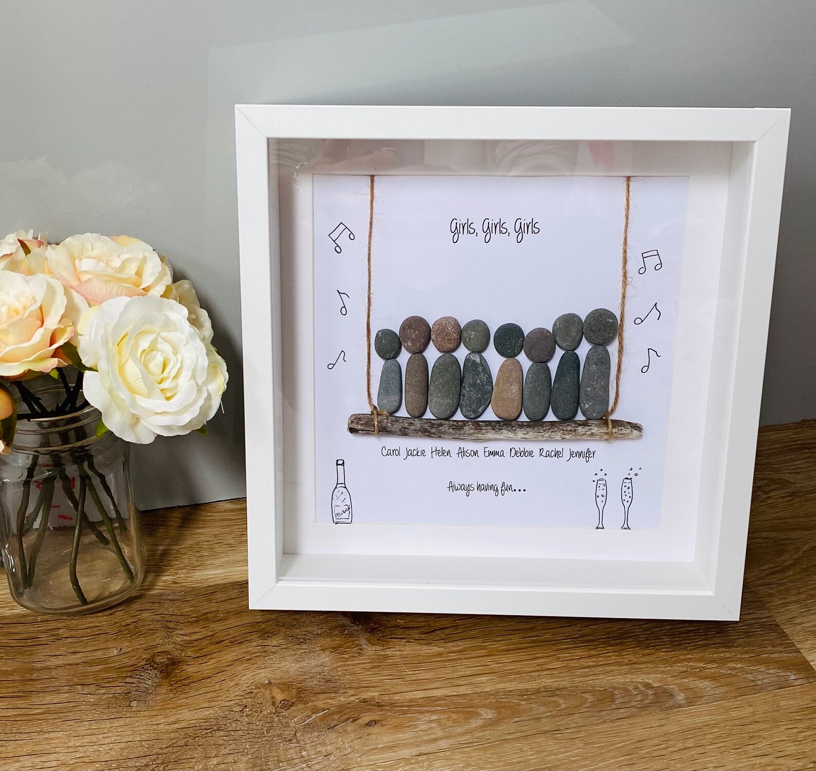 Personalised Family Pebble Picture - Framed Pebble - Family Pebble Art ...