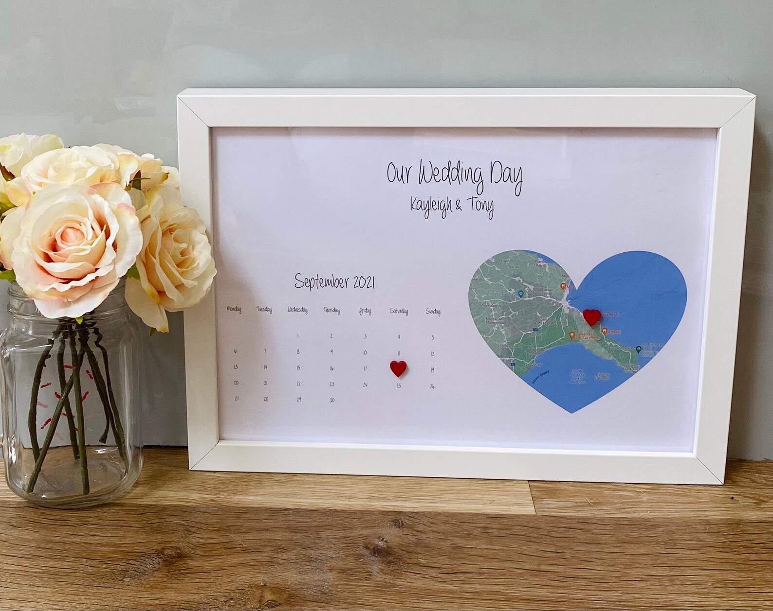 Wedding Location Map Frame Personalised Engagement Gift - Etsy