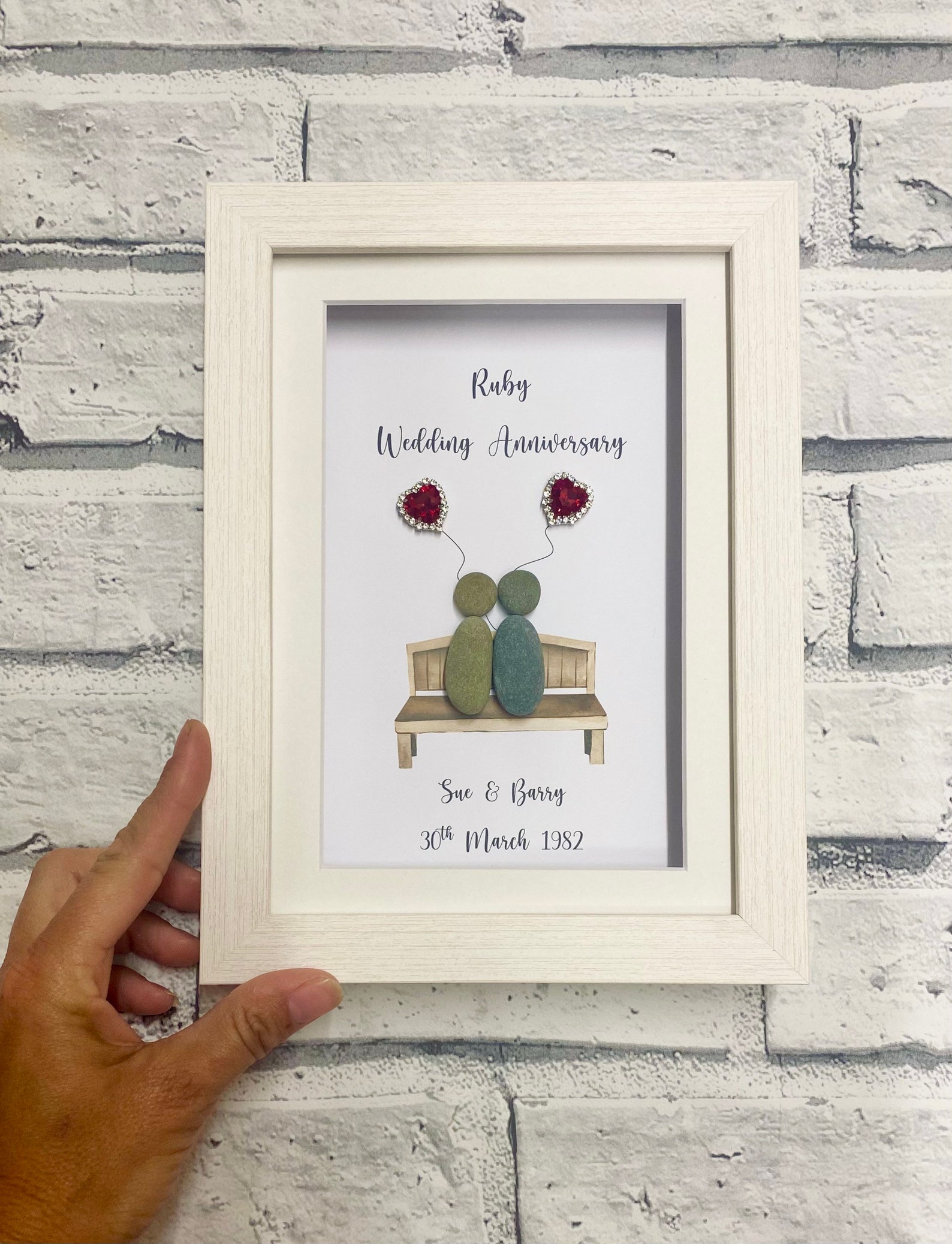 Ruby Wedding Anniversary Pebble Art Ruby Wedding Gift Ideas - Etsy UK