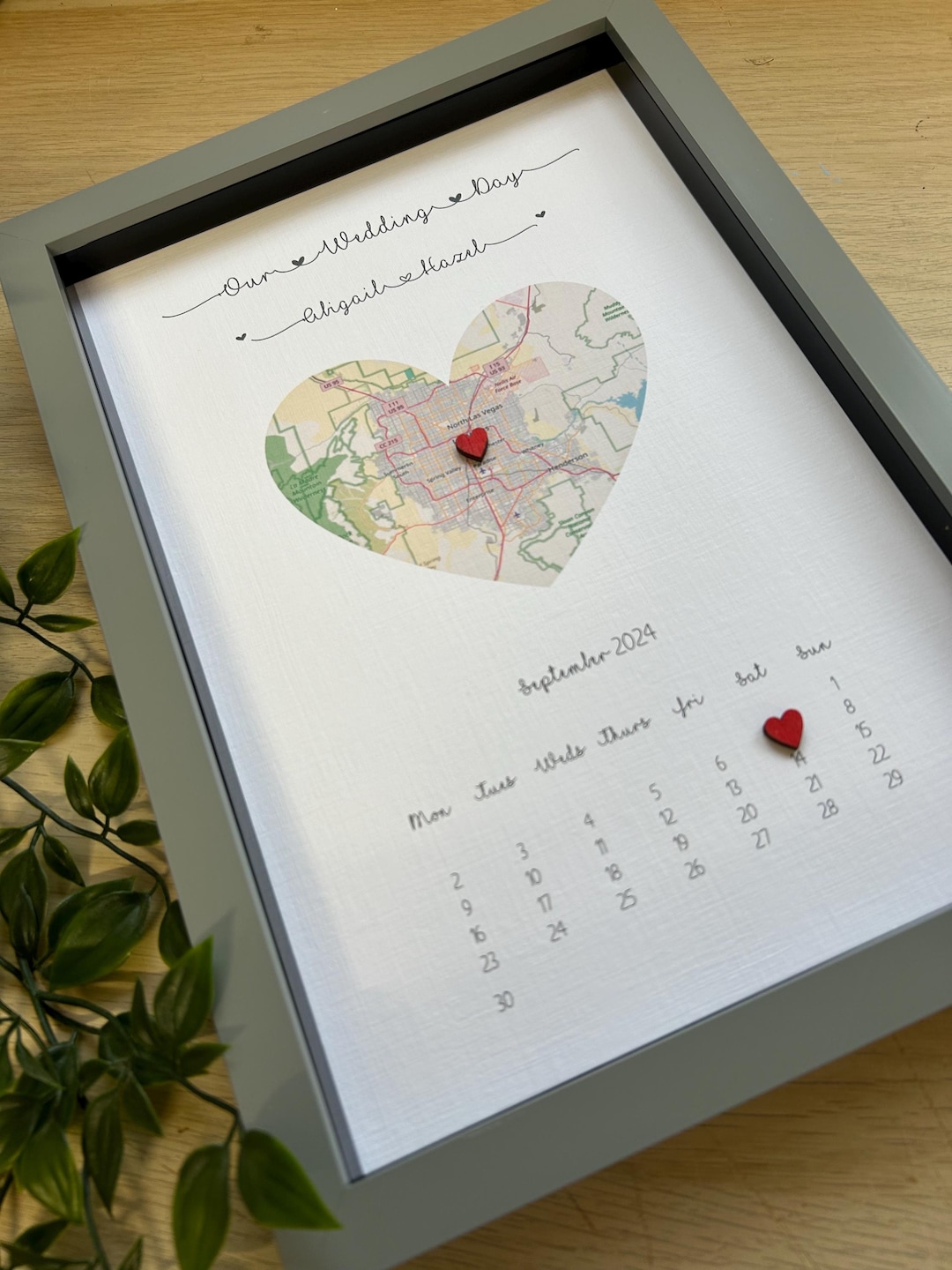 Framed Wedding Map Gift, Personalised Wedding Frame, Wedding Date Gift ...