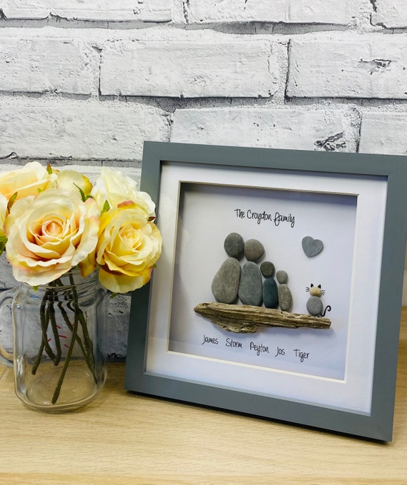 family pebble frame personalised gifts family pebble art birthday gift fathers day gift new home gift home gift ideas pebble frame