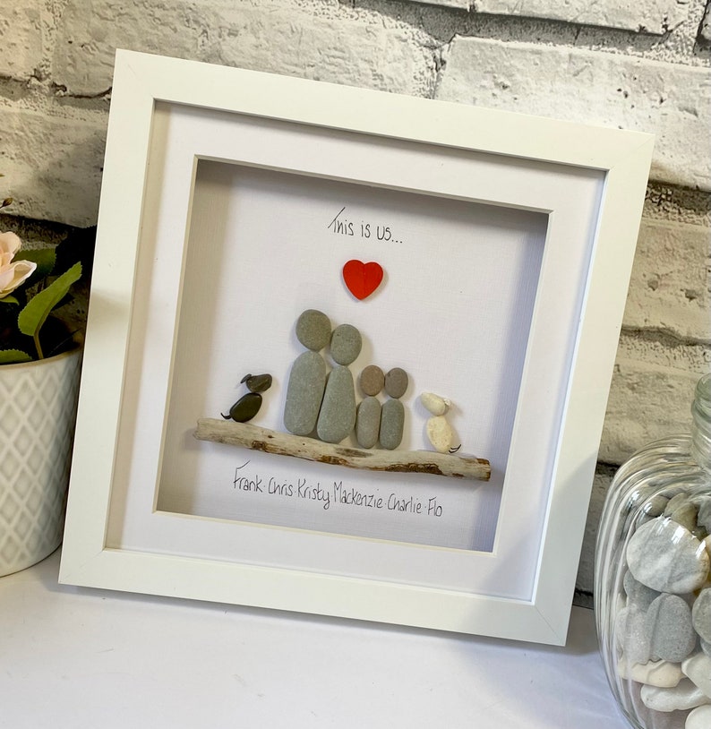 Pebble Art Family Pebble Frame Personalised Gifts Family - Etsy