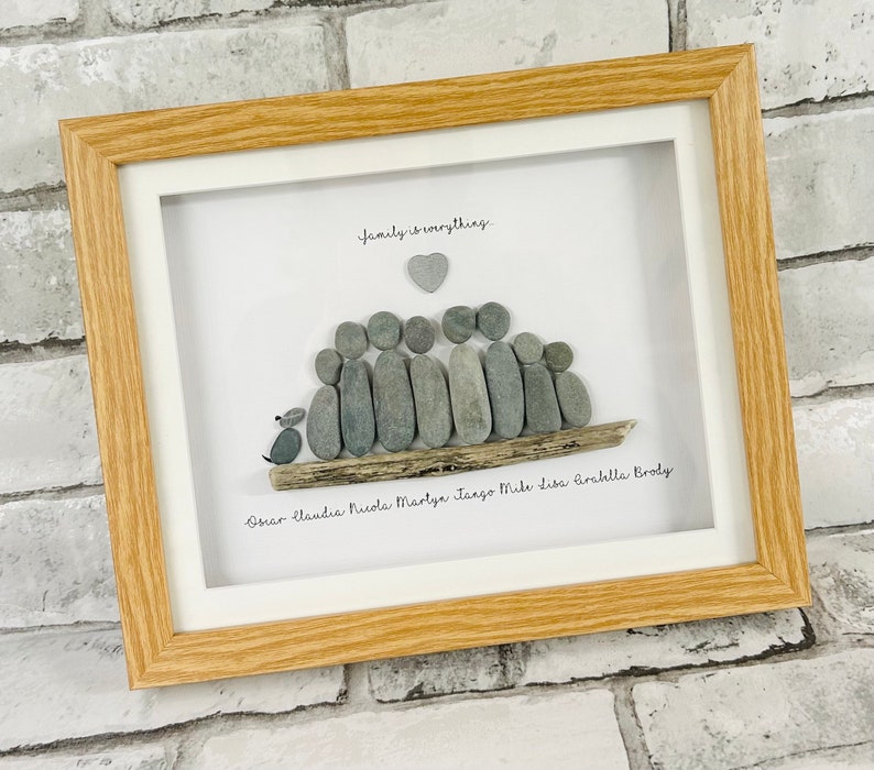 Family Pebble Frame, Personalised Gifts, Family Pebble Art, Family ...