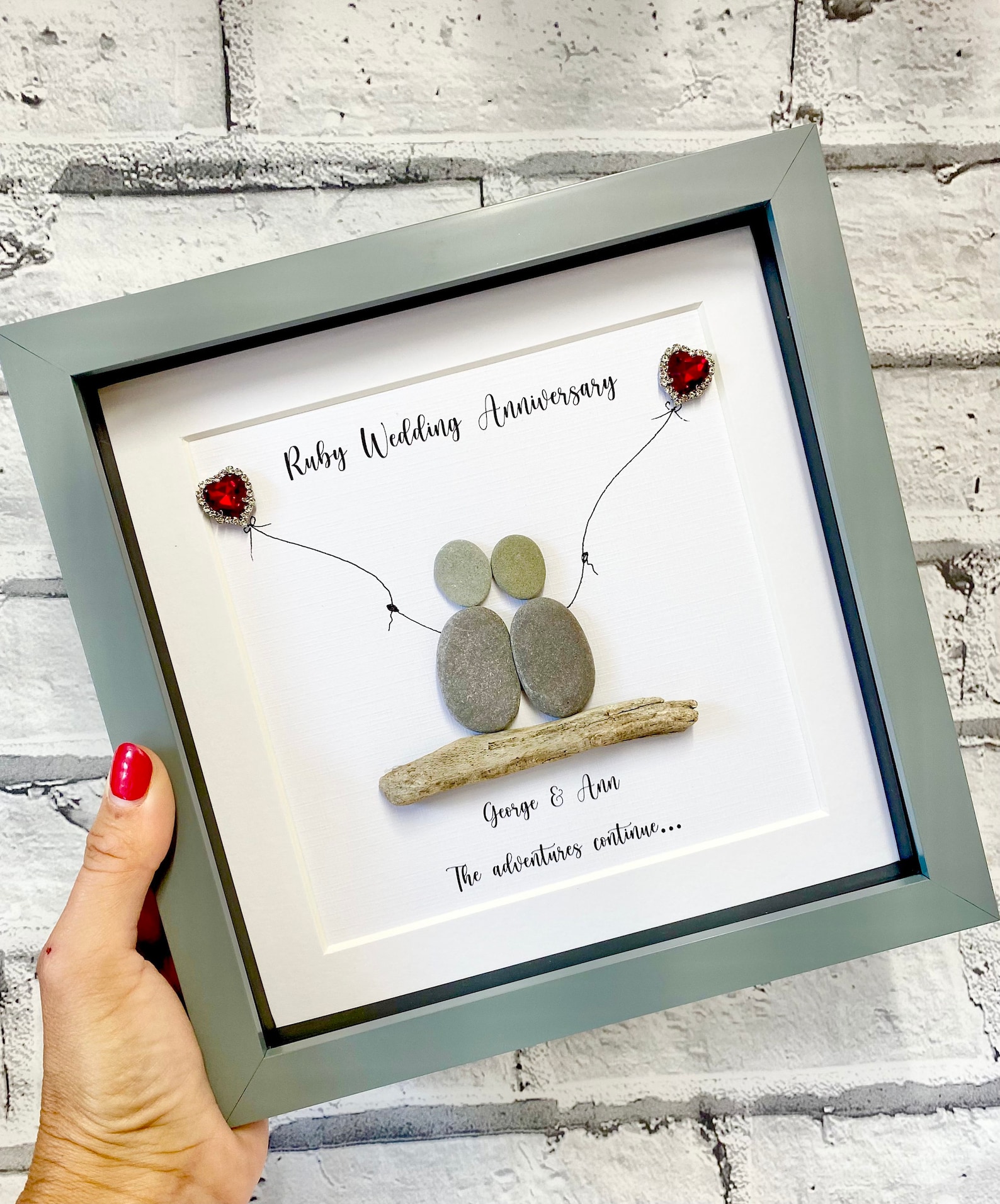 Ruby Wedding Anniversary Gift Pebble Art 40th Anniversary - Etsy UK