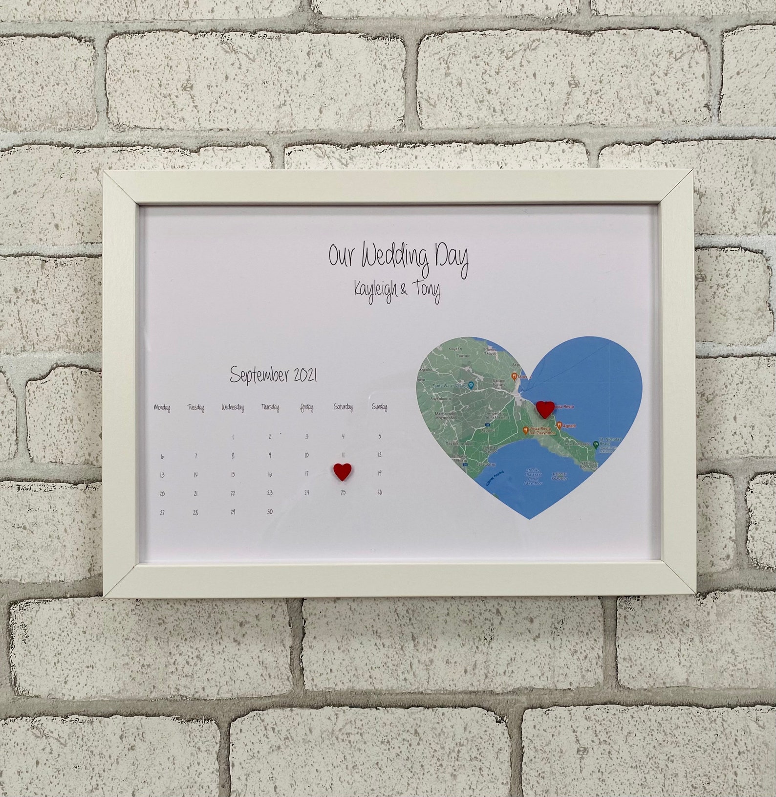 Wedding Location Map Frame Personalised Engagement Gift - Etsy