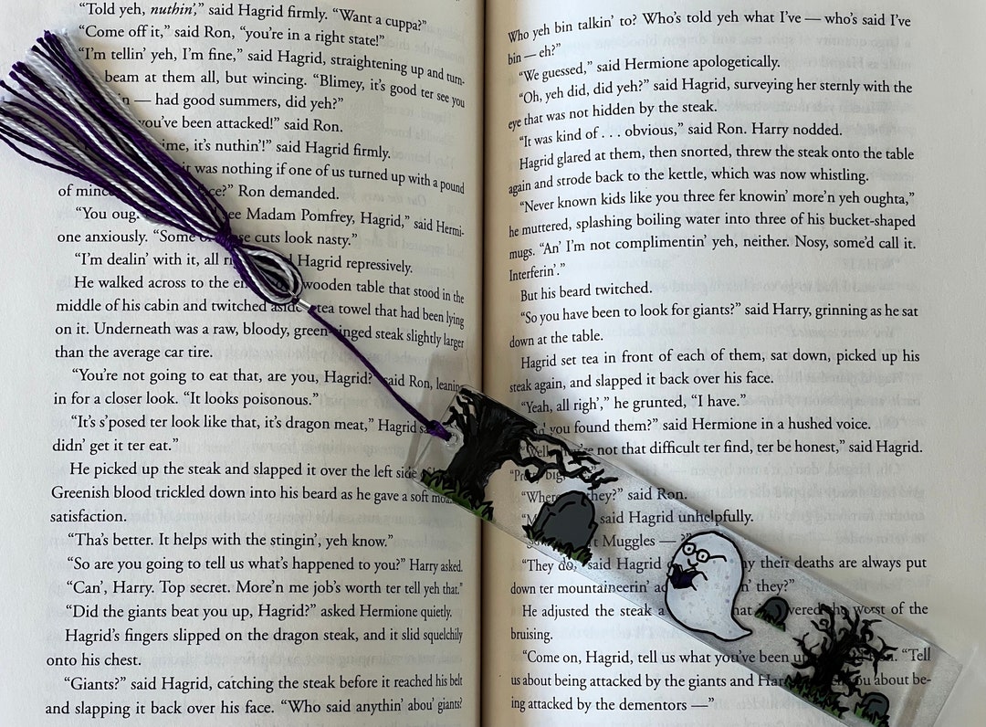 Ghost Reading a Book Painted Resin Bookmark With Tassel, Spooky ...