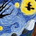 Halloween Starry Night, Spooky Art, Van Gogh Inspired Painted Wood ...