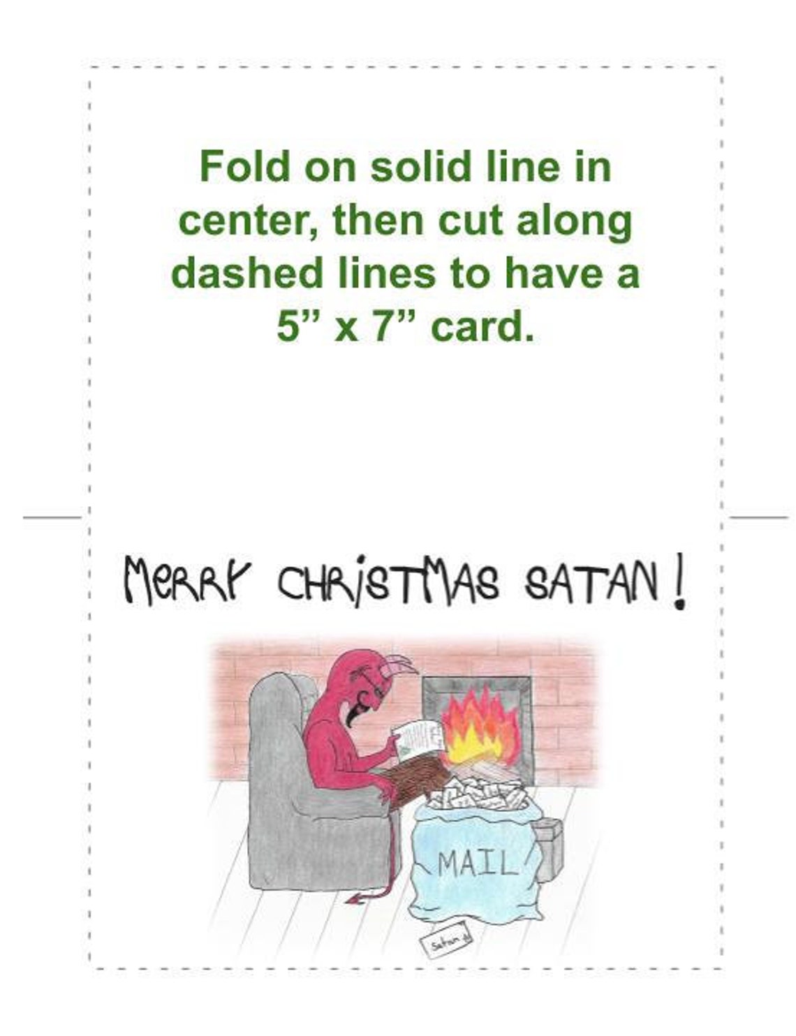 Funny Christmas Card Merry Christmas Satan Humorous Card for | Etsy