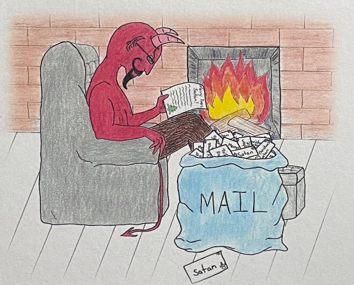 Funny Christmas Card Merry Christmas Satan Humorous Card for | Etsy