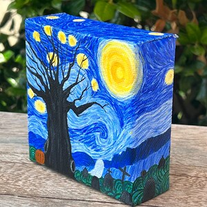 Halloween Starry Night, Van Gogh Inspired Spooky Night Painting - Etsy