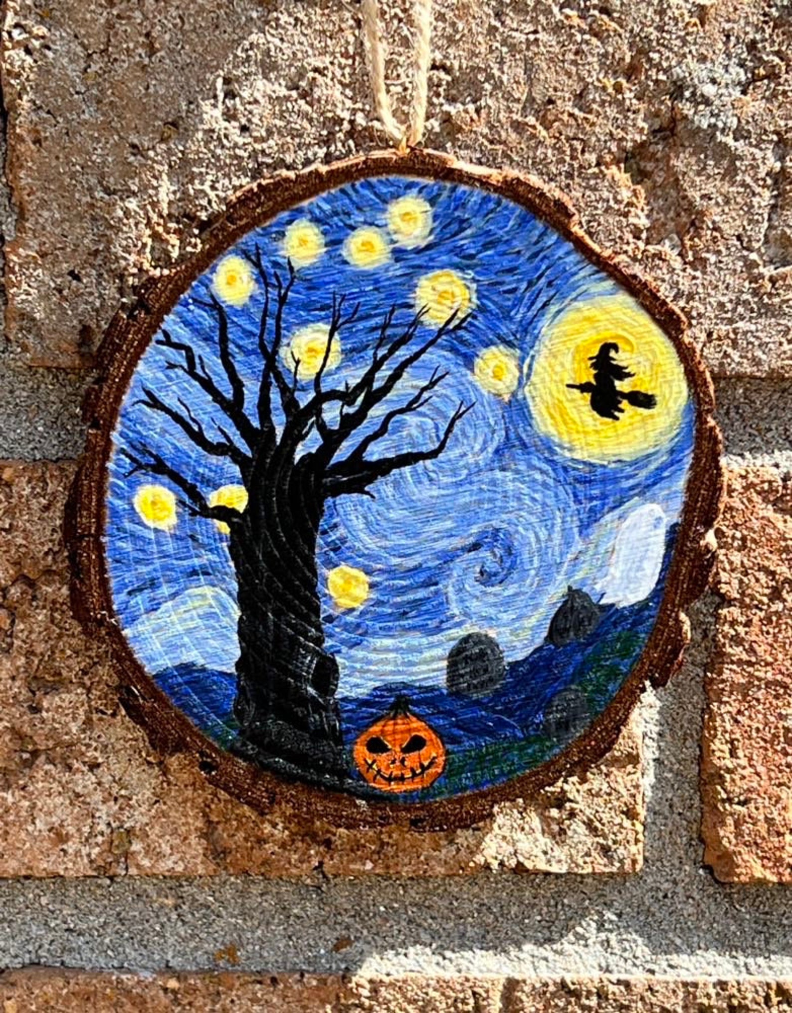 Halloween Starry Night Spooky Art Van Gogh Inspired Painted - Etsy