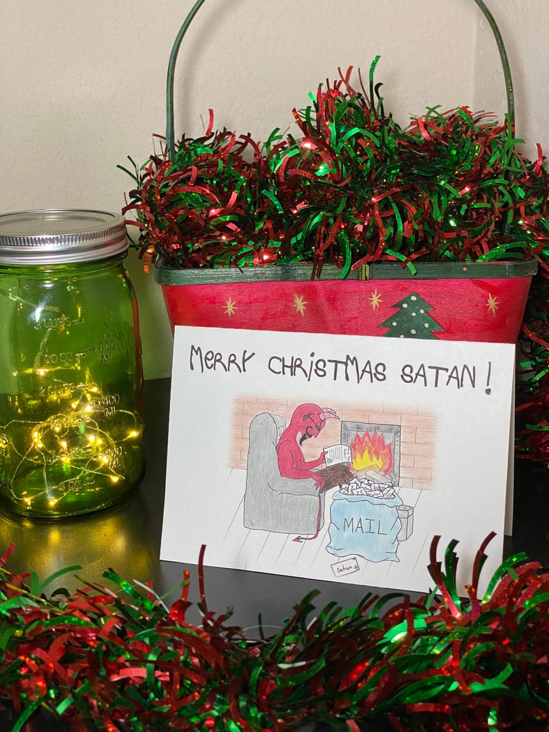 Funny Christmas Card Merry Christmas Satan Humorous Card for - Etsy