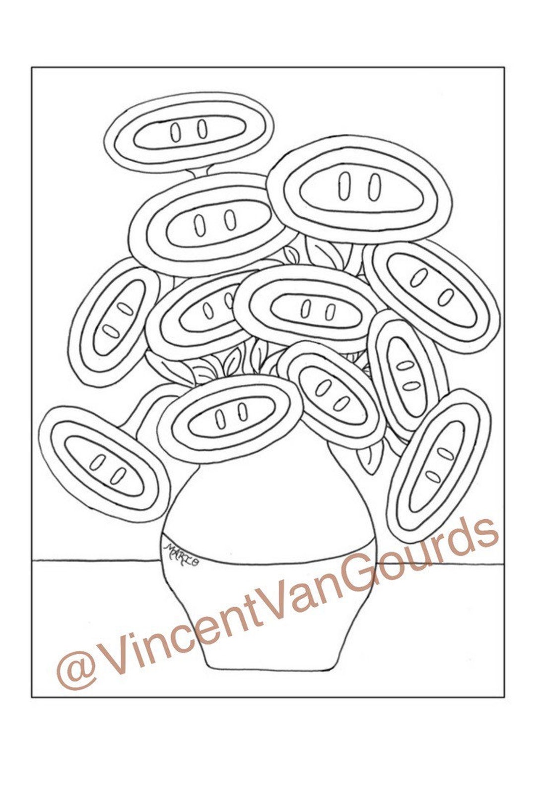 Vincent Van Gogh Sunflowers Coloring Page