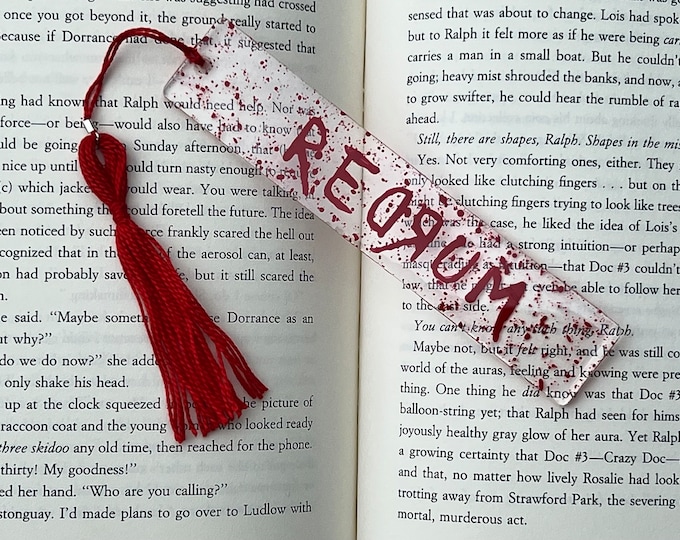 Redrum Blood Splatter Resin Bookmark With Tassel double Sided, Painted ...