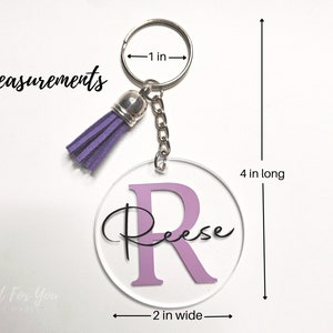 Acrylic Keychain, Personalized Monogram Keychain With Tassel,2" Circle ...