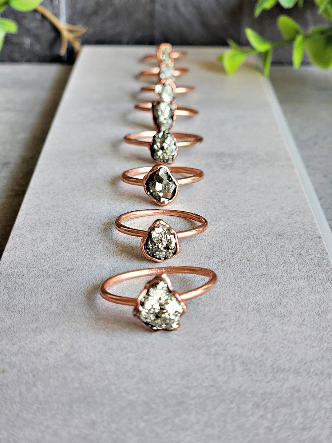 Pyrite Ring, Electroformed Pyrite Ring, Stacking Rings, Gemstone Rings ...