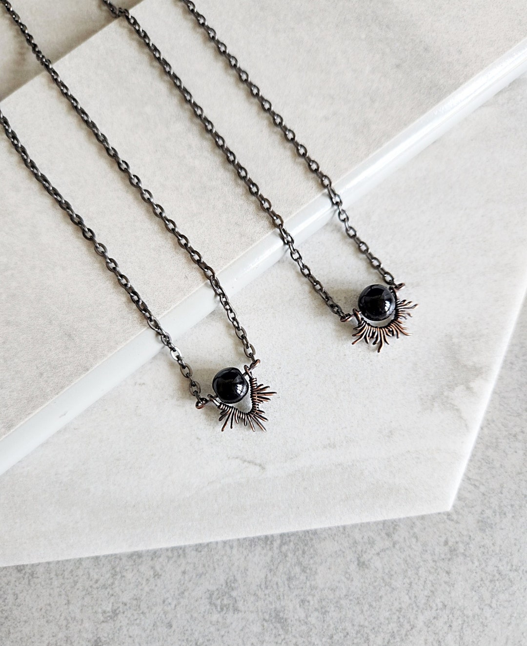 New Moon Spinner Necklace, Celestial Pendant, Anxiety Relief Necklace ...