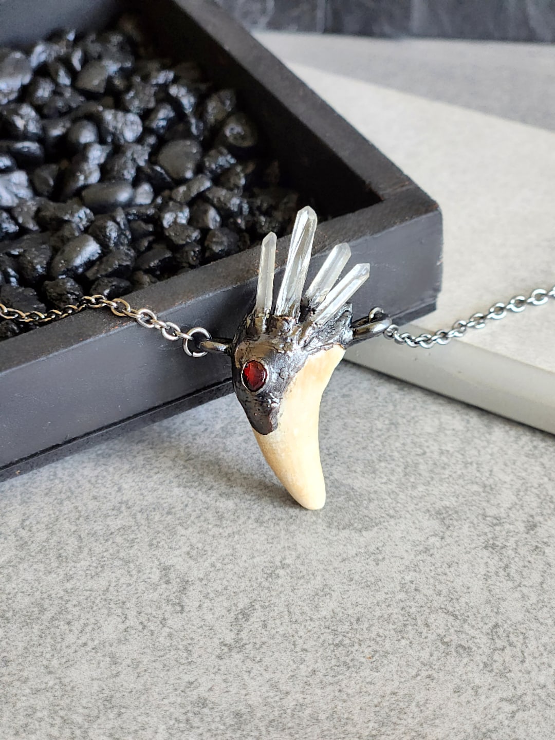 Canine Fang Crystal Pendant Tooth Necklace Oddities Jewelry - Etsy