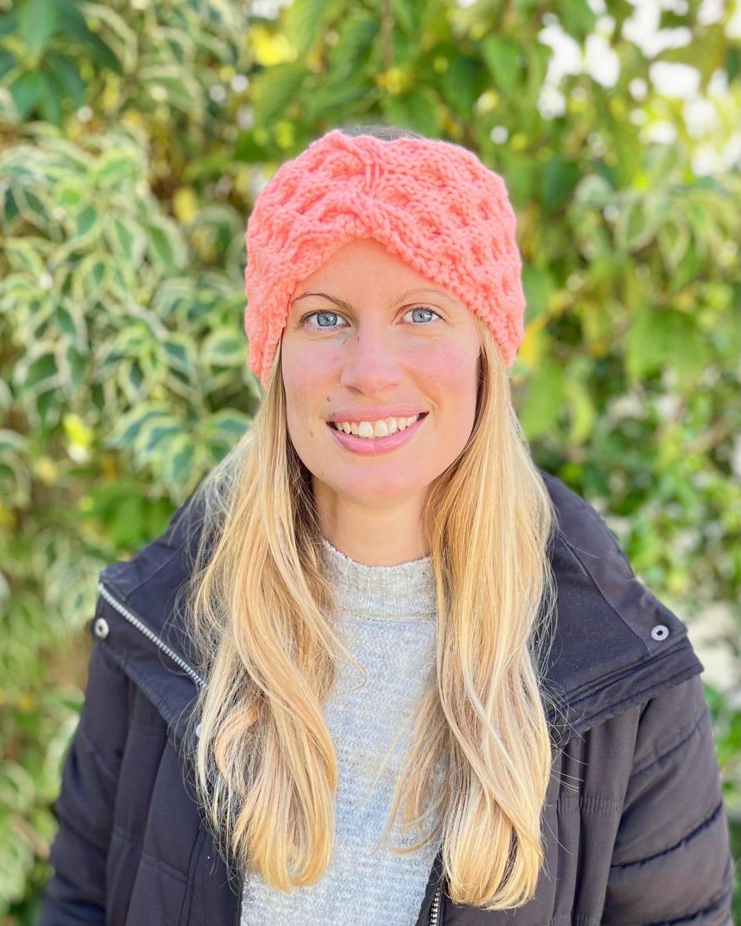 Adult Hand Knitted Peach Honeycomb Knit Headband / Ear Warmer - Etsy