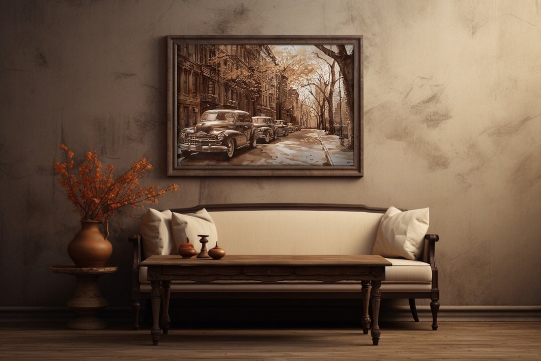 Nostalgic and Romantic Sketch of New York City in Fall Charcoal Drawing ...