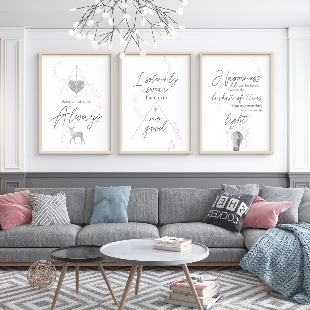 Set of 3 Harry Potter Quote Prints, Geometric, Inspirational, Wall Art ...