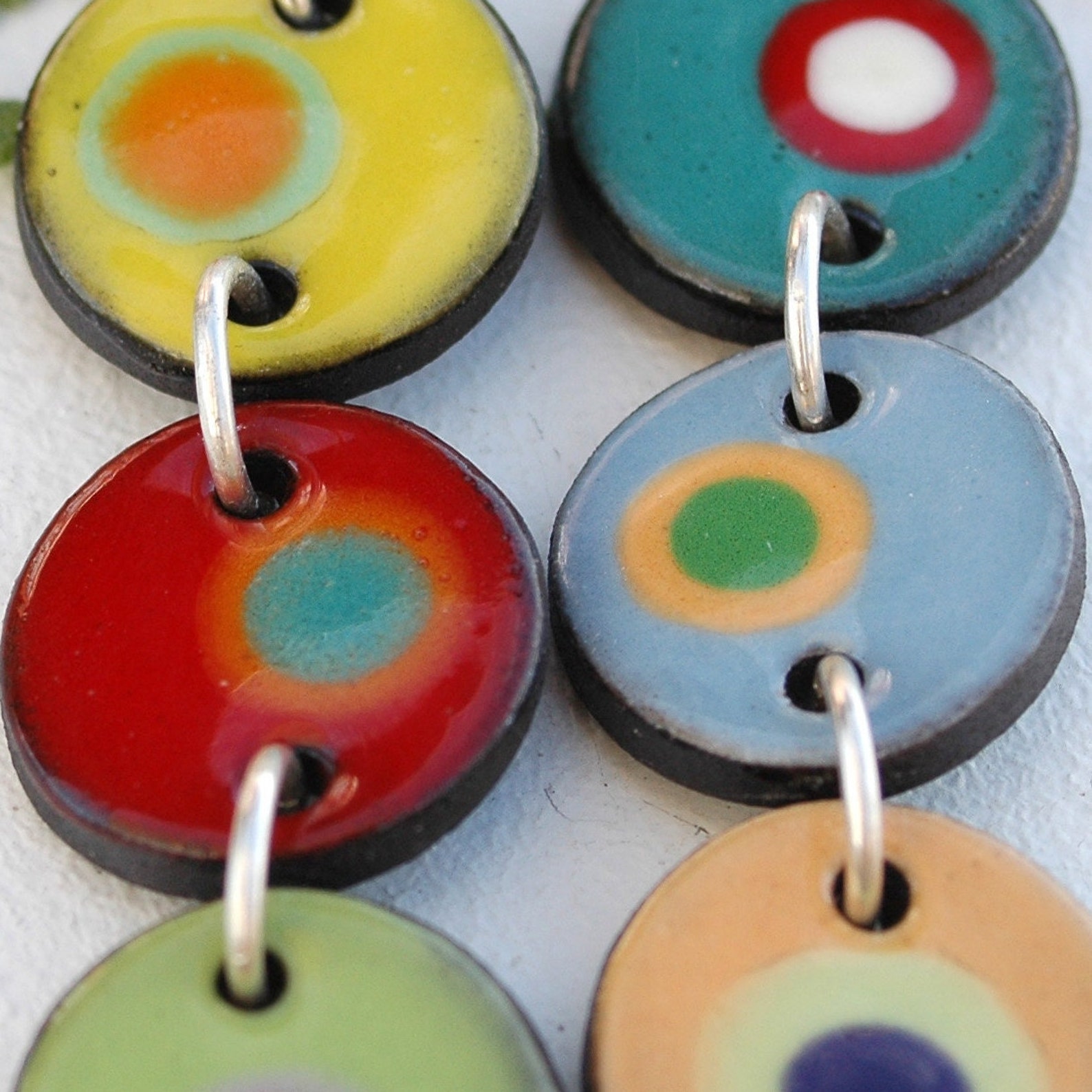 Long and Very Eye-catching Dangling Earrings: Handmade Multicolored ...