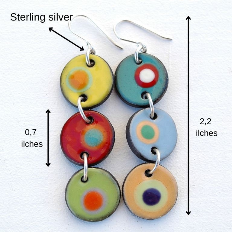 Long and Very Eye-catching Dangling Earrings: Handmade Multicolored ...