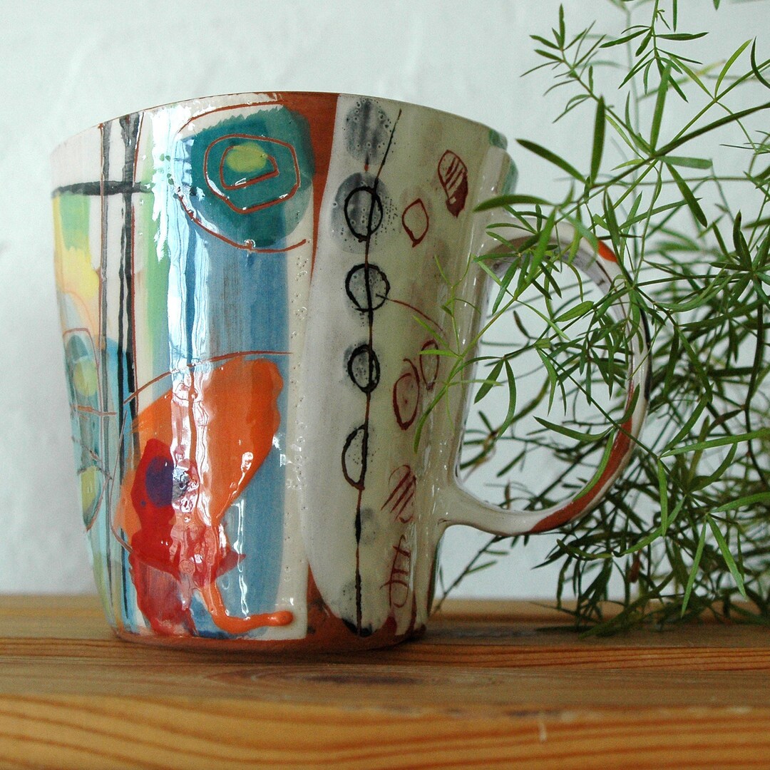 Hand-painted Ceramic Mug, Artistic Design - Etsy