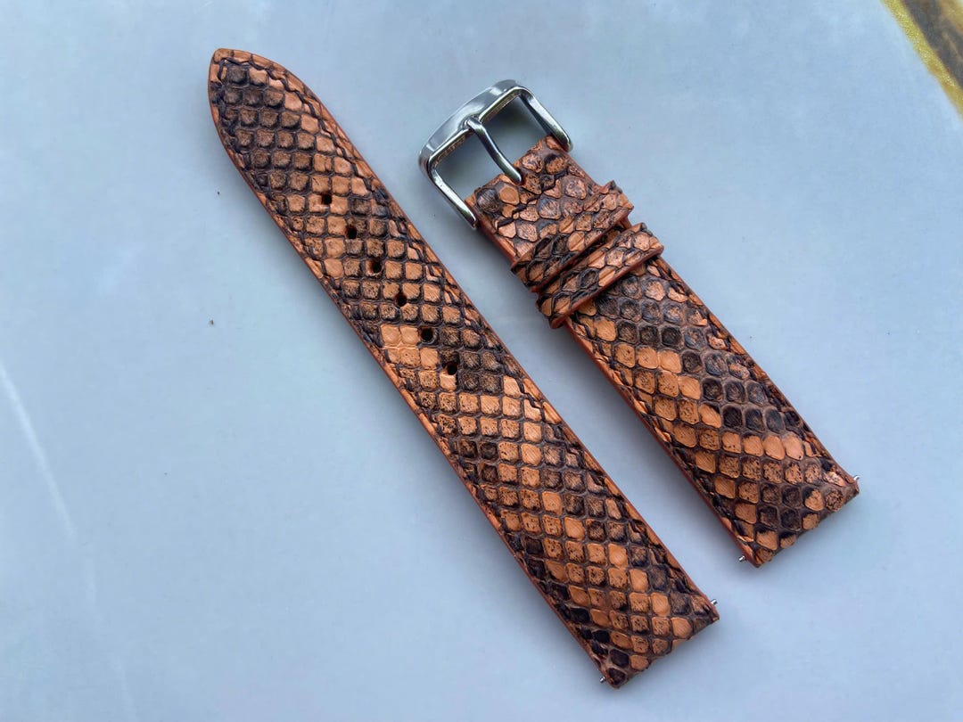 Brown Snake Leather Handmade Watch Strap Band, Custom Watch Bracelet ...