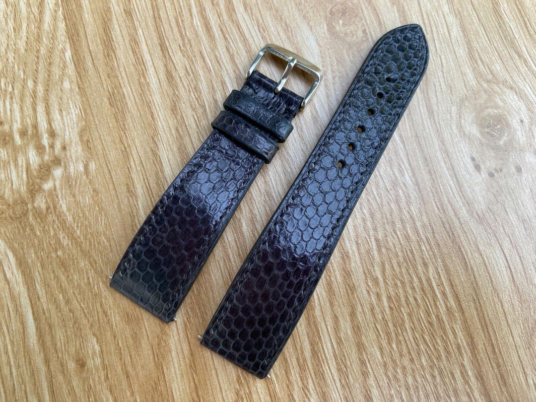 Black Snake Leather Handmade Watch Strap Band, Custom Watch Bracelet ...