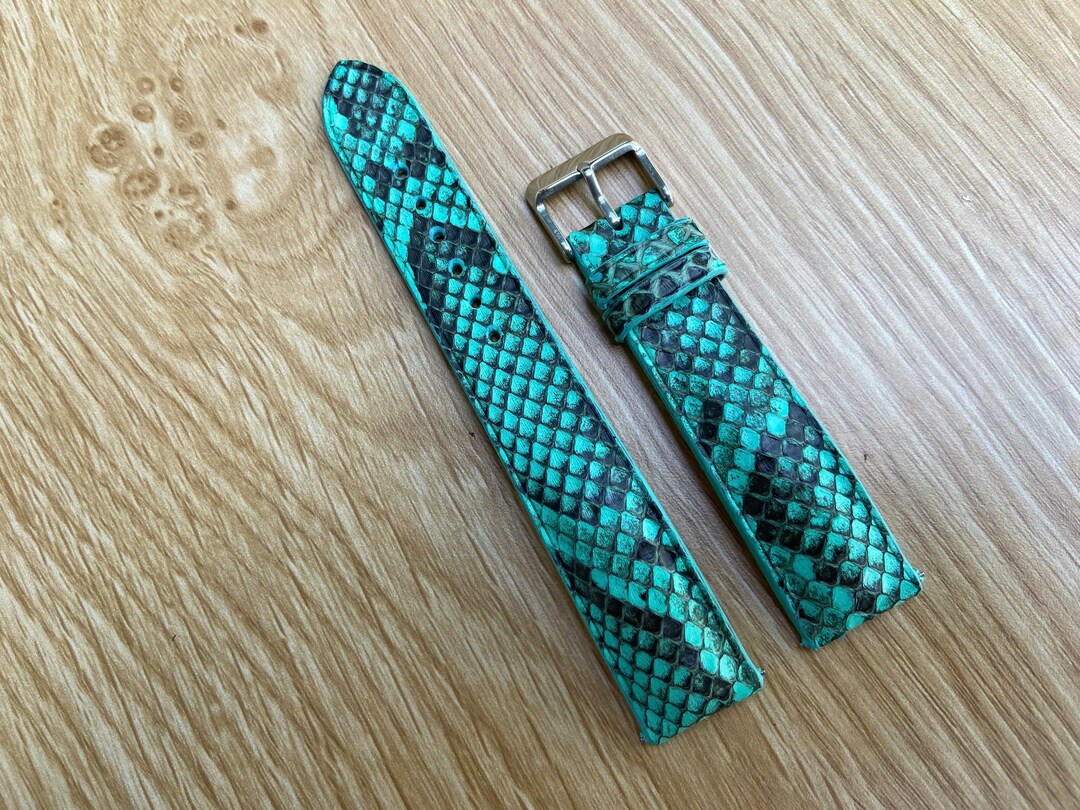 Blue Snake Leather Handmade Watch Strap Band, Custom Watch Bracelet ...
