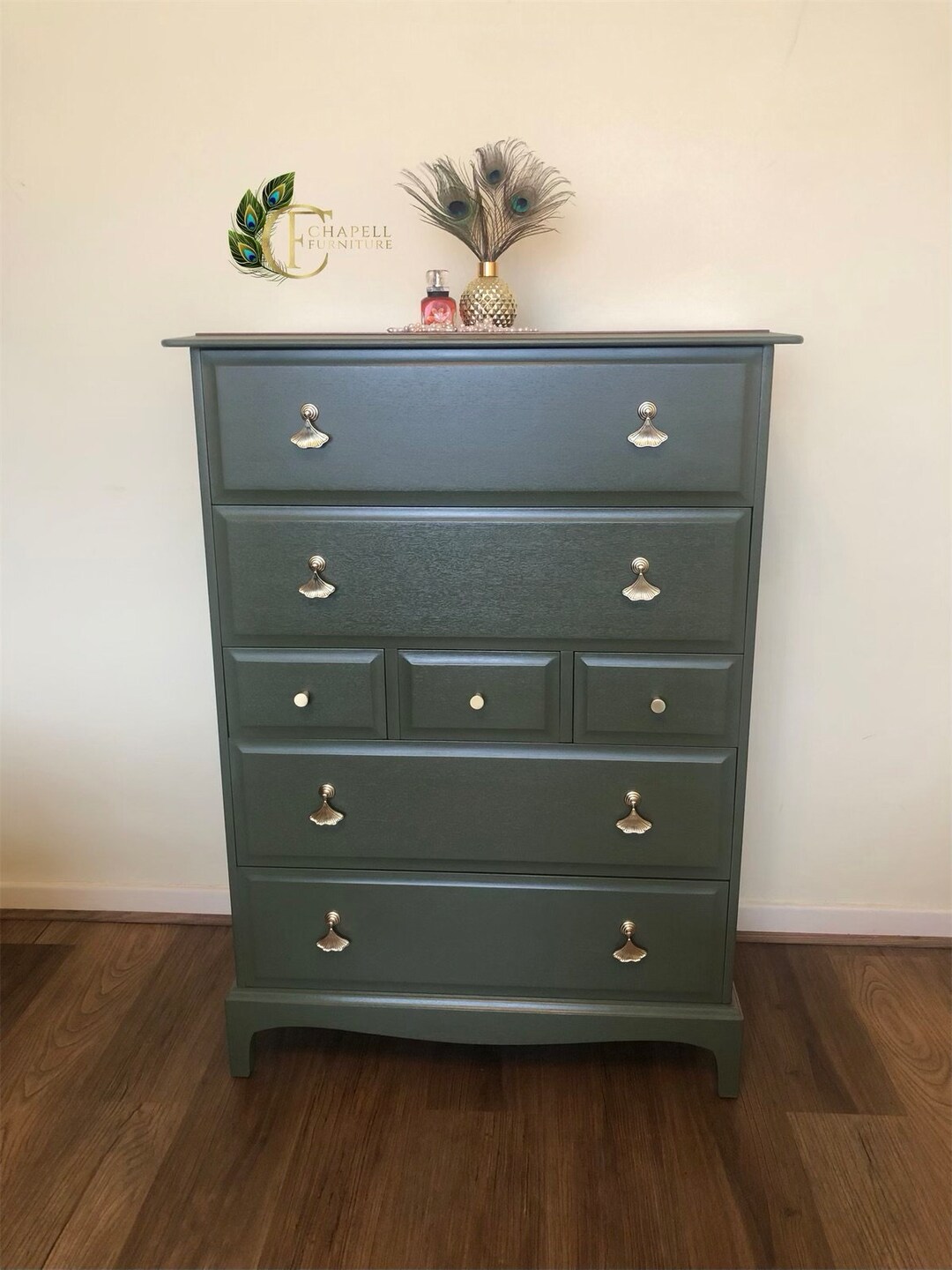 Stag 7 Drawer Chest Tallboy in Green Colour - Etsy