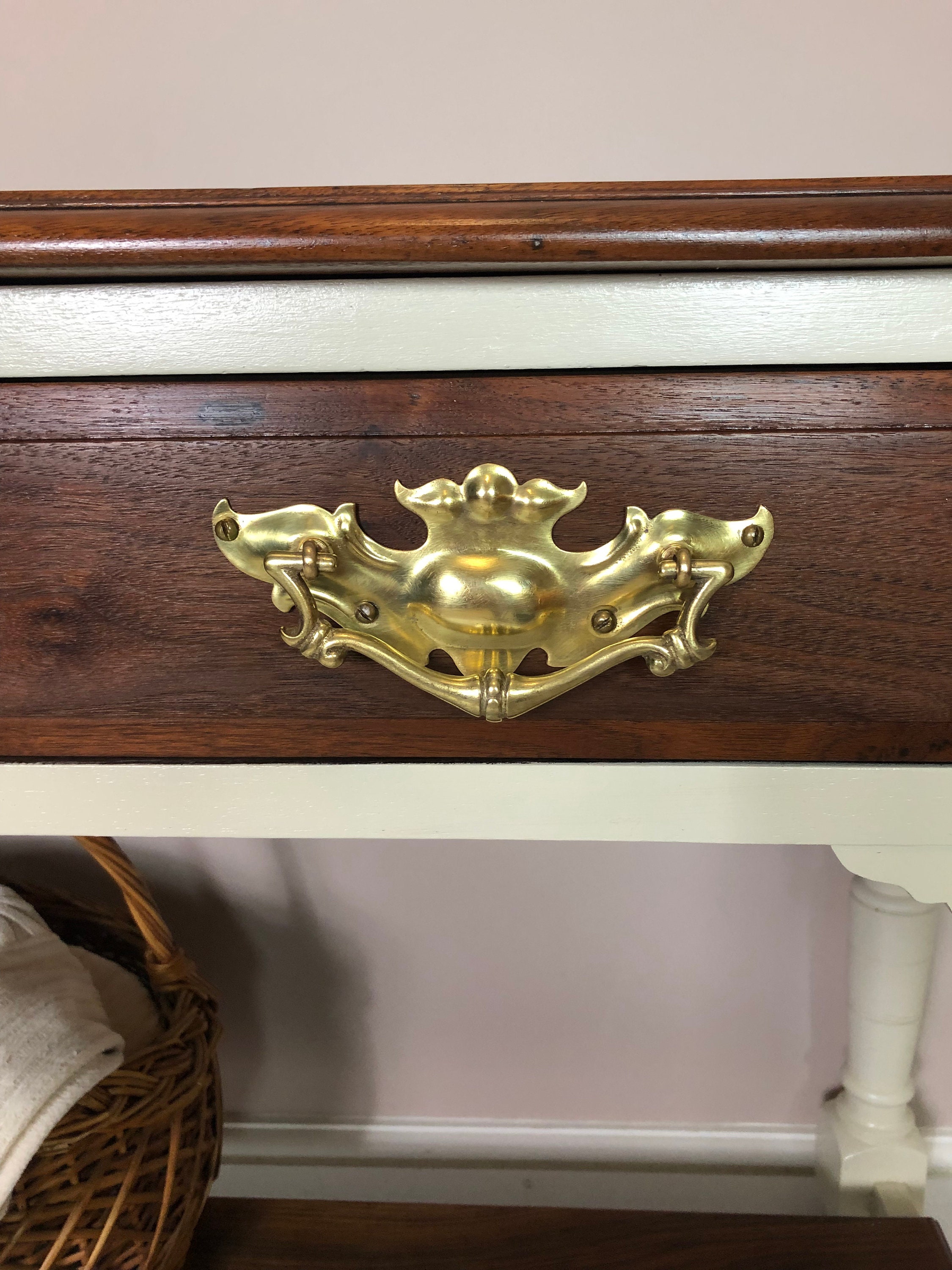 Oak Base and Mahogany Top Upcycled Hall Table /console Table, Country ...