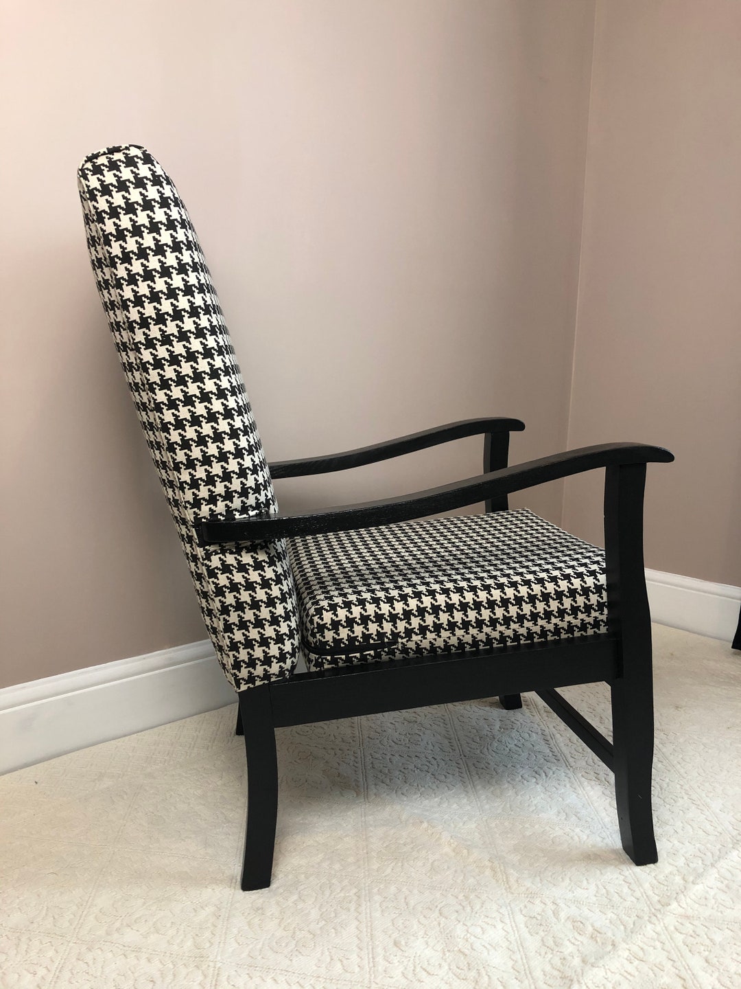 SOLD - Example of My Work - Fireside Chair in Black With Black &b White ...