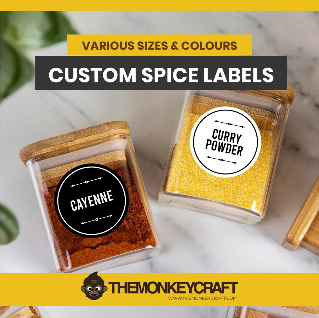 Spice Labels • Minimalistic Design • Custom Spice Labels • Water ...