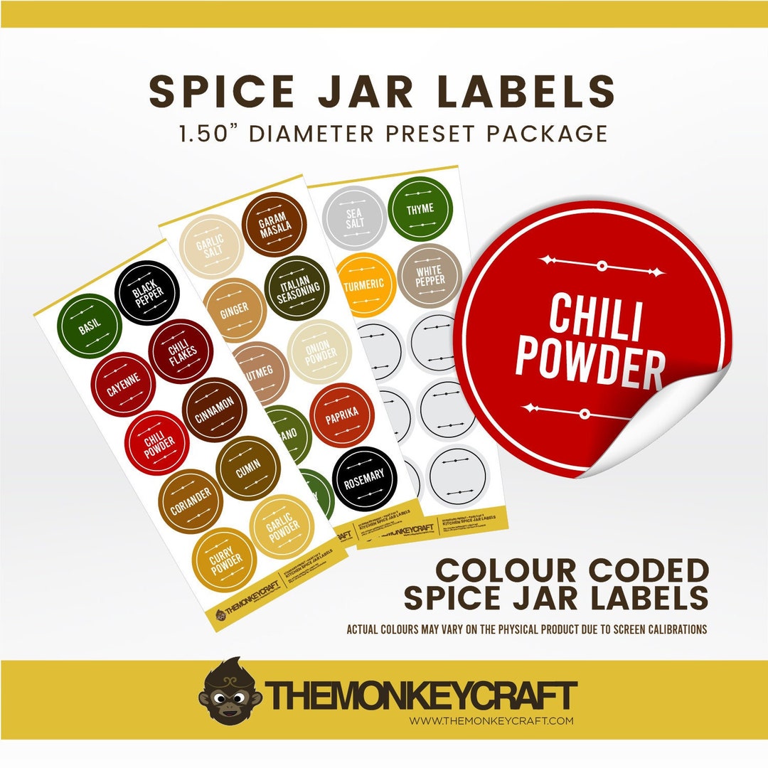 Colourful Spice Labels • Minimalistic Design • Custom Spice Labels ...