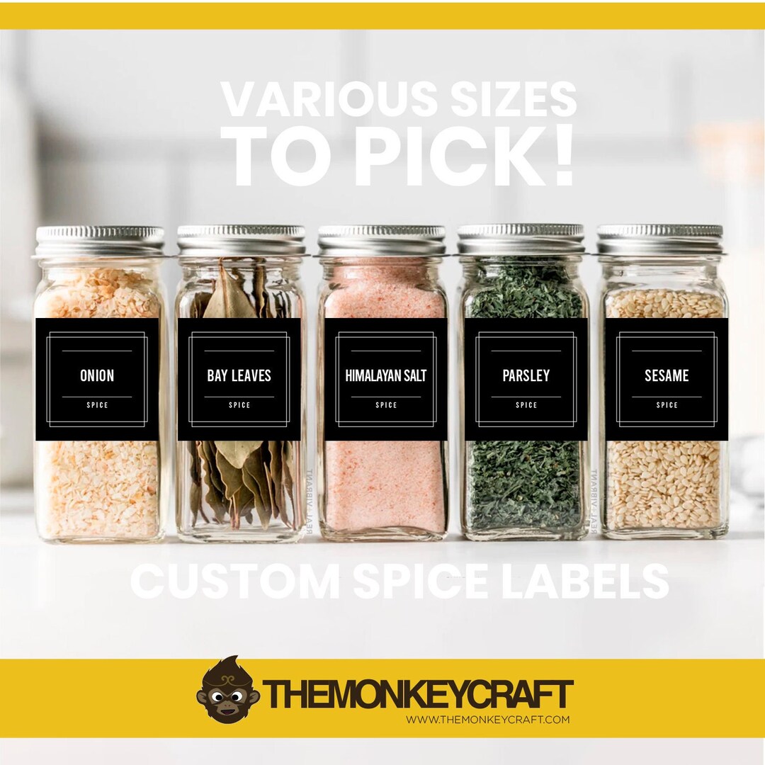 Spice Labels Minimalistic Design Custom Spice Labels Water Resistant ...