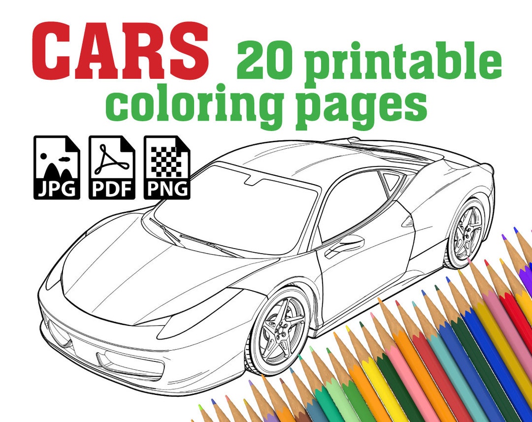 Cars Coloring Pages / Cars Coloring Book / Coloring Pages Cars - Etsy