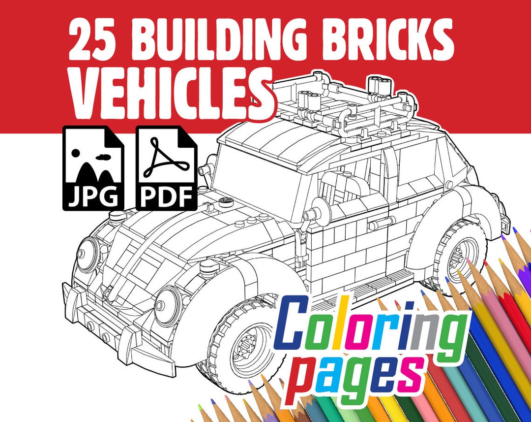 Building Brick Vehicles Coloring Pages, Building Block Vehicles ...