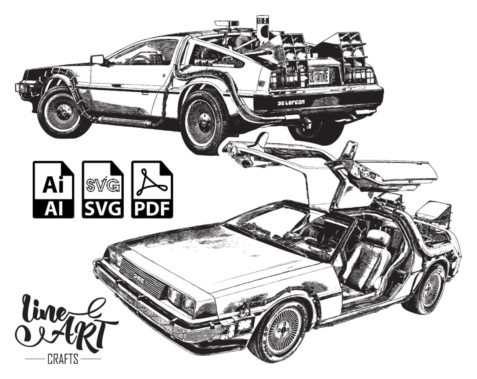 Delorean Time Machine Vector Svg, Delorean SVG, DMC Delorean Svg, Back ...